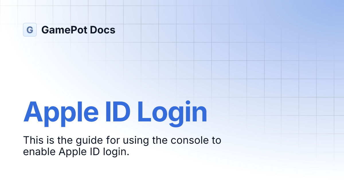 Apple ID Login | GamePot Docs